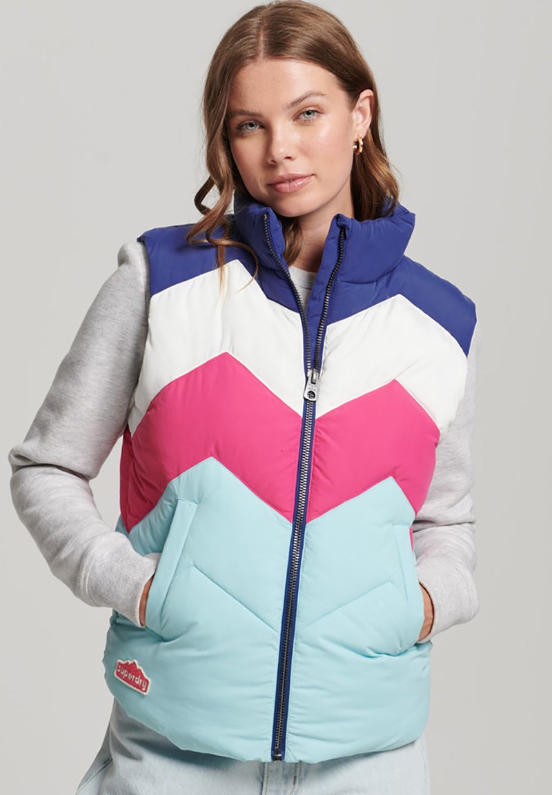 Superdry RETRO PANEL PUFFER - Chaleco - sky blue/azul claro - Zalando.es