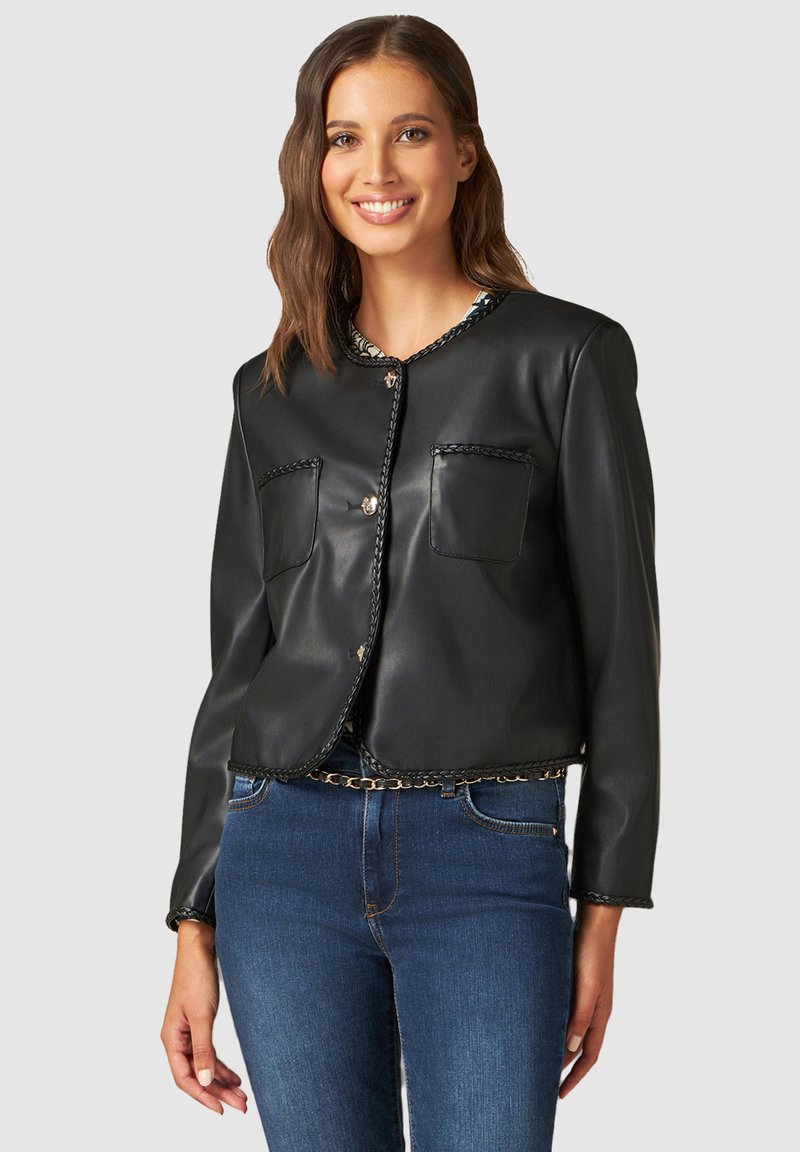 Oltre CON DETALLE DE TRENZAS - Faux leather jacket - nero/black - Zalando