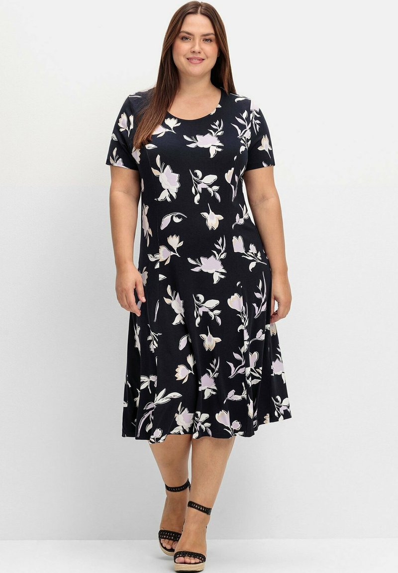 Sheego Jerseykleid - marine gemustert/dunkelblau - Zalando.de