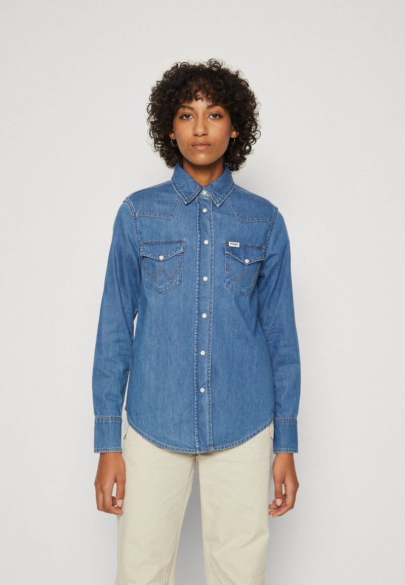 Wrangler HERITAGE SHIRT - Button-down blouse - barrel blue/blue ...