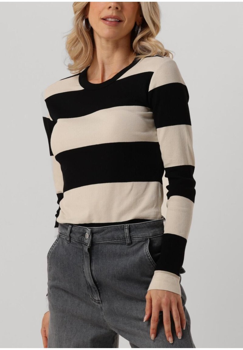 Penn & Ink LONGSLEEVES BIG STRIPE - Trui - beige - Zalando.nl