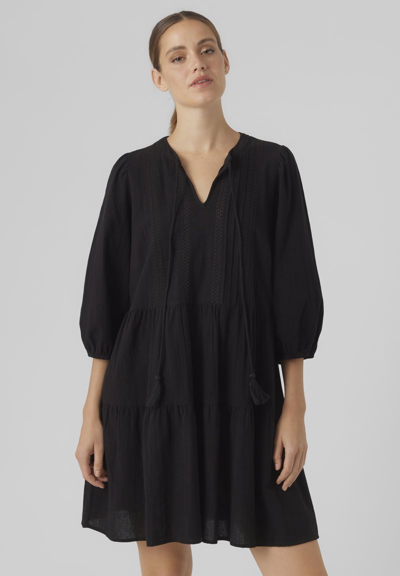 Vero Moda VMMUSTHAVE BOHO 3/4 TUNIC - Day dress - black - Zalando.de