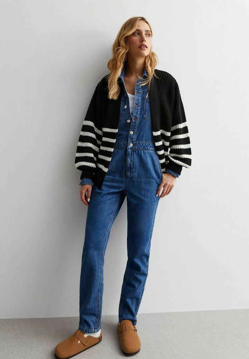 New Look STRIPE BALLOON SLEEVE - Vest - black pattern/zwart - Zalando.be