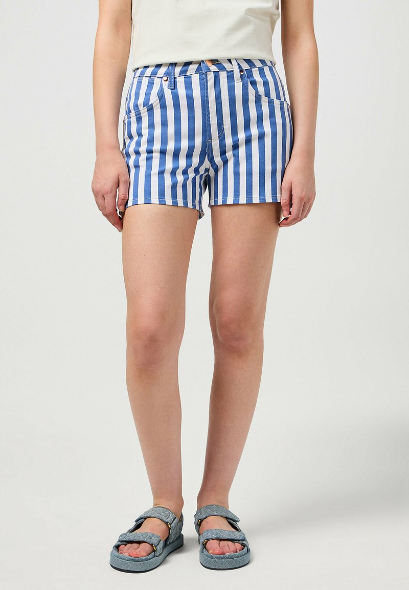 Wrangler COWBOY - Jeans Shorts - blue stripe/blue denim - Zalando.de