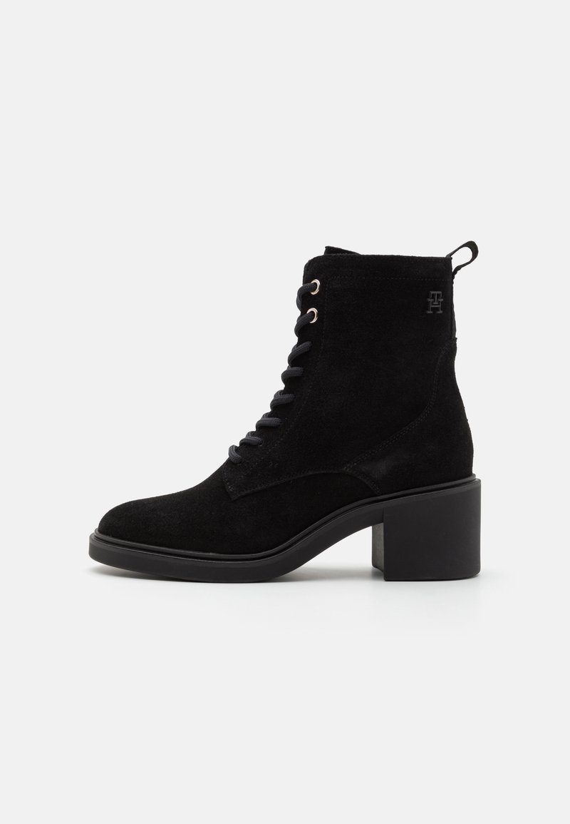 Tommy Hilfiger MID HEEL LACEUP LOGOTAPE - Platform ankle boots - black - Zalando.ie