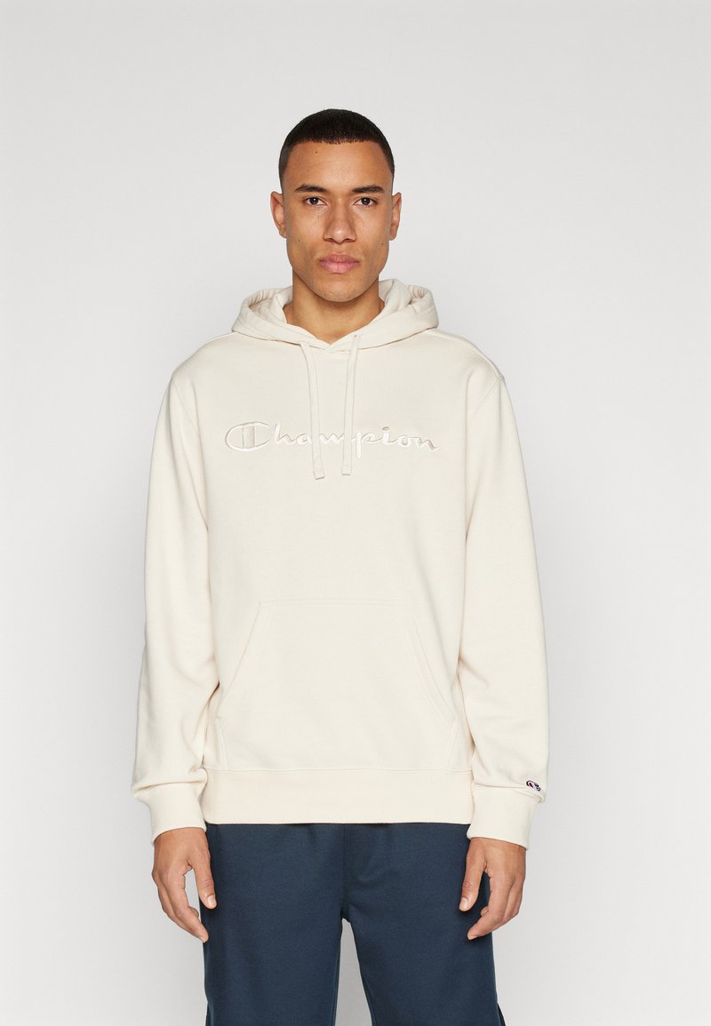 Champion ICONS HOODED COZY FIT SCRIPT - Felpa con cappuccio - sand ...