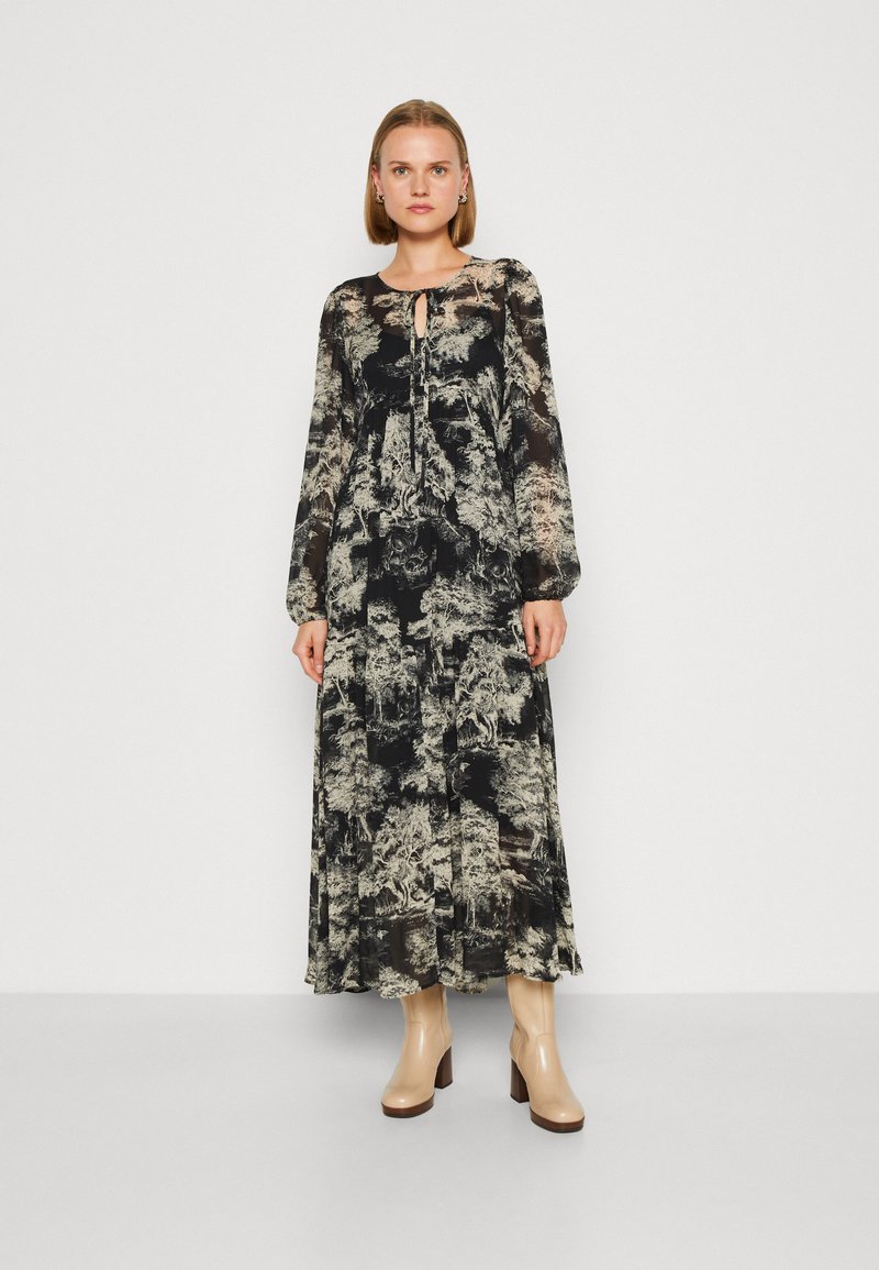 ANDIATA DEMELZA DRESS - Rochie maxi - black/negru marmorat - Zalando.ro