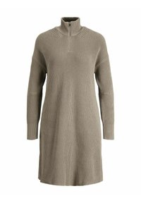 JJXX JXSANDRA TWIST HALF ZIP DRESS - Jumper dress - brindle/dark grey ...