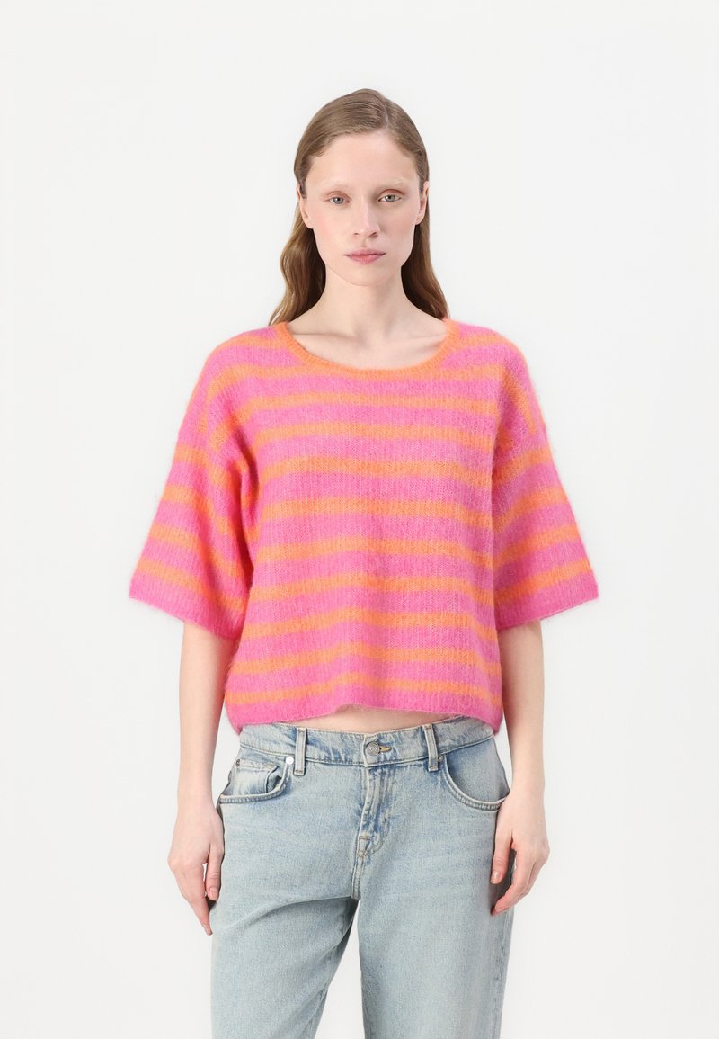 American Vintage NENYBAY - Jumper - orange fluo/raye hibiscus/multi ...