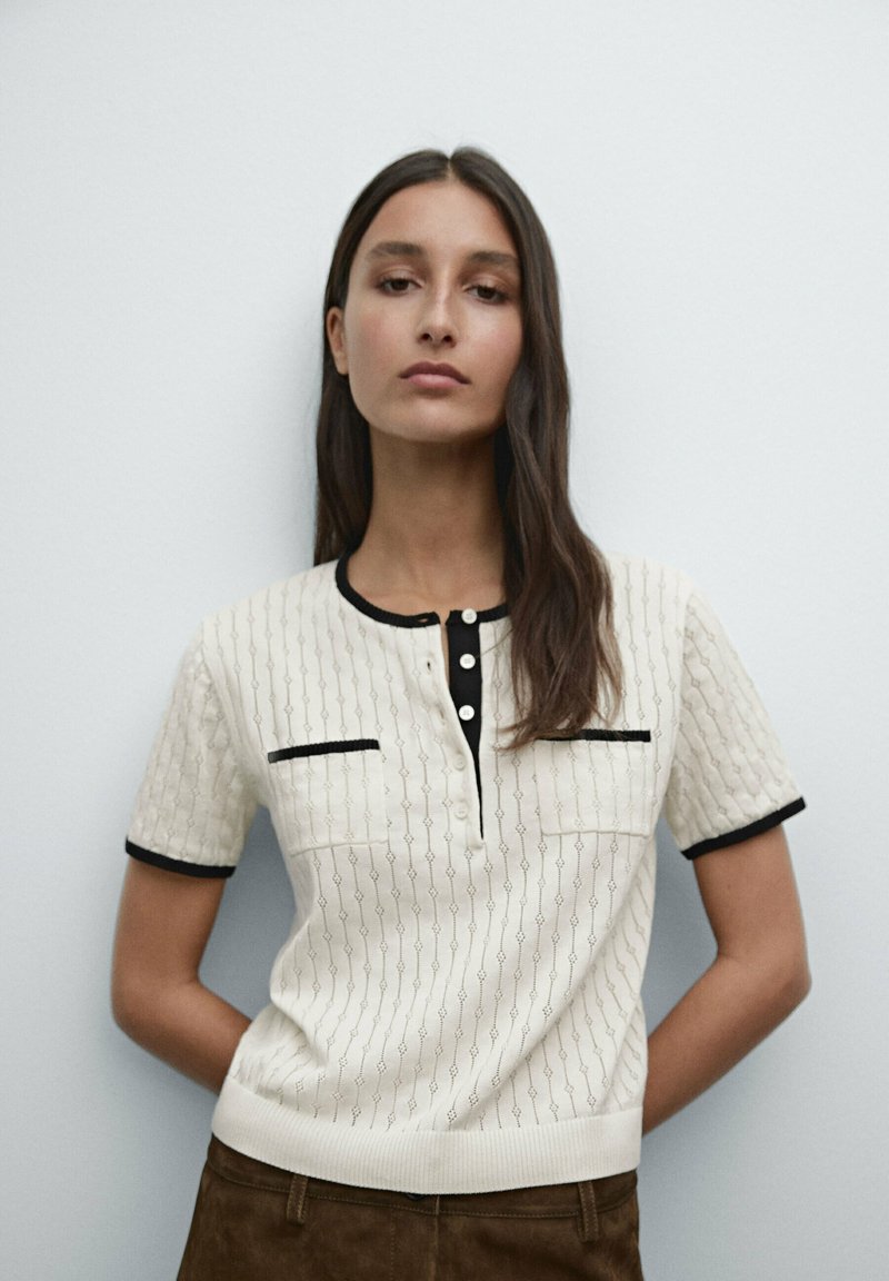 Massimo Dutti - T-shirt z nadrukiem/beżowy - Zalando.pl