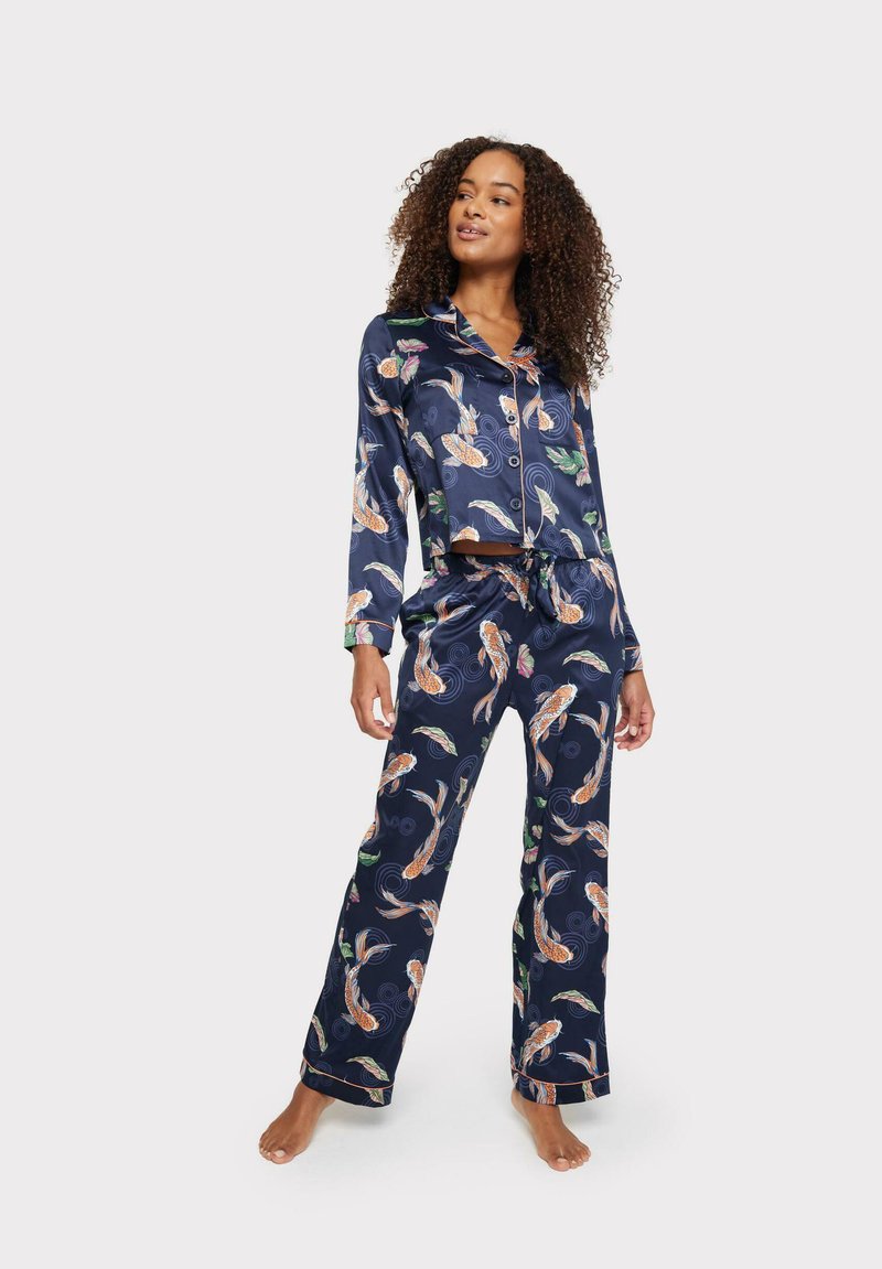 Chelsea Peers KOI FISH PRINT SET - Pyjama set - navy/dark blue - Zalando