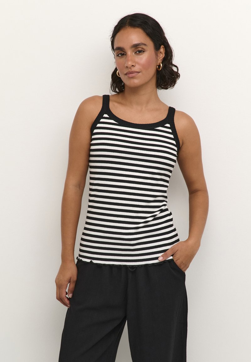 Kaffe AMANDA - Top - black chalk stripe/black - Zalando