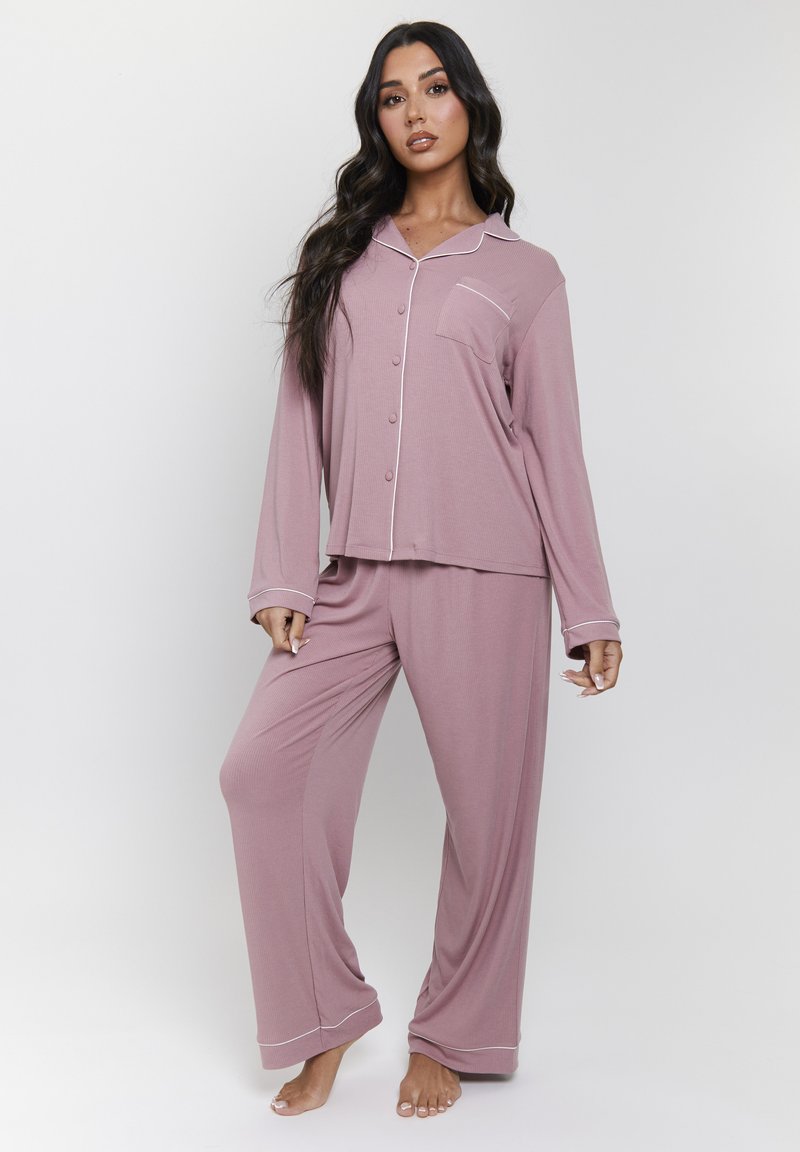Loungeable TRADITIONAL LONG SLEEVE PANT SET - Pyjamas - pink - Zalando