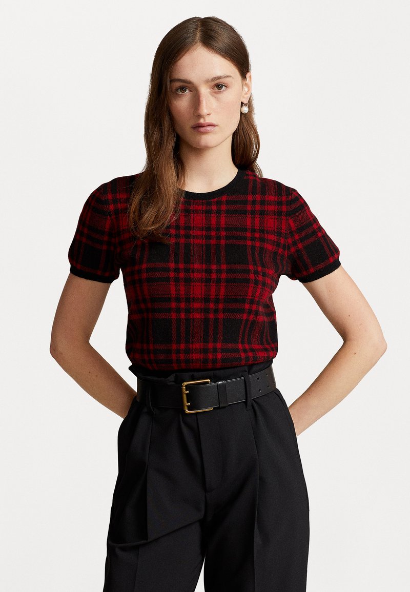 Polo Ralph Lauren SHORT SLEEVE - Strickpullover - red/black/schwarz ...