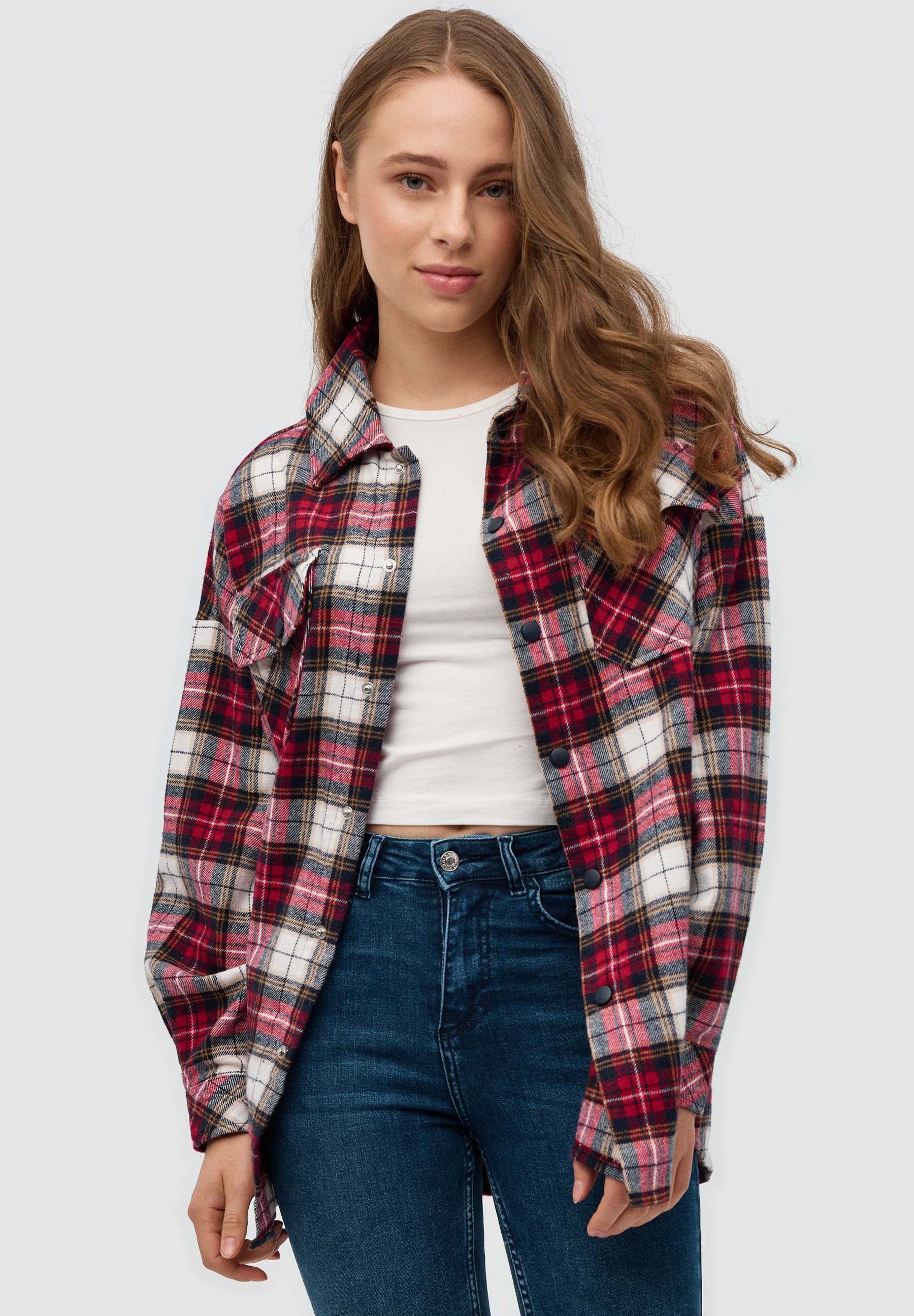 Camisa De Cuadros Rojos Para Mujer Camisa Vaquera Manga Larga