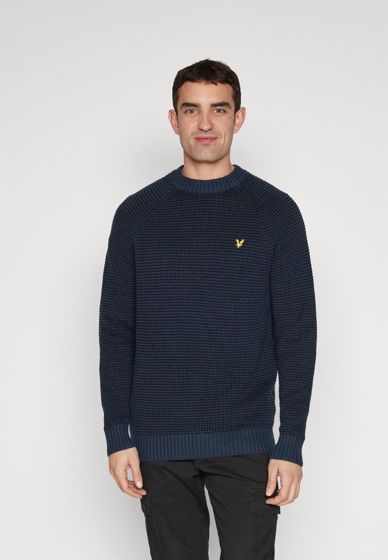 Lyle & Scott BIRDSEYE MOCK NECK JUMPER - Jumper - muddy navy/blue - Zalando