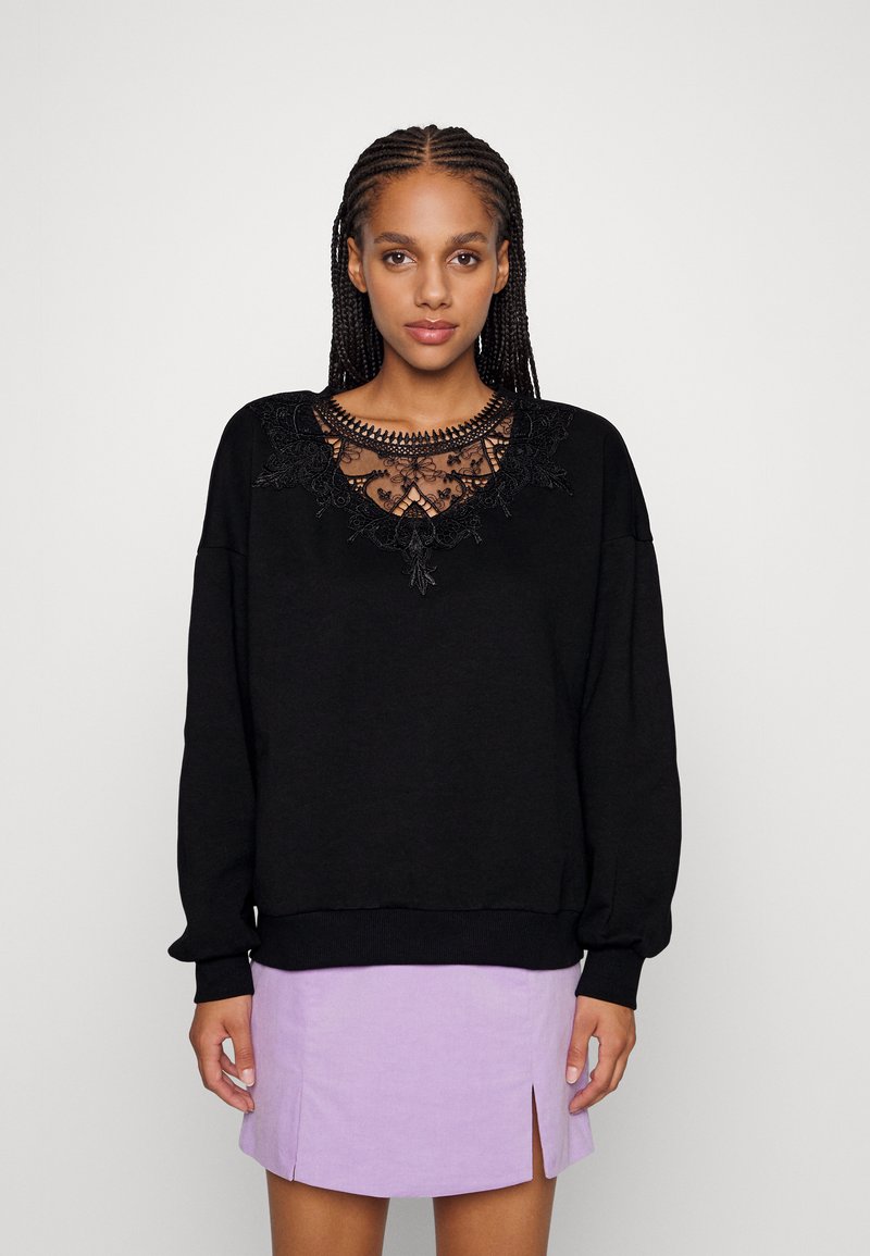 ONLY ONLWANTED LACE - Sweatshirt - black/svart - Zalando.se
