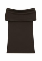 Massimo Dutti OFF-THE-SHOULDER - T-shirt print - dark brown/donkerbruin ...