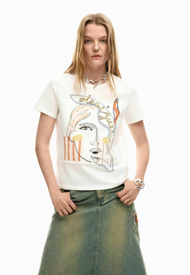 Desigual LOGO FACE - Camiseta estampada - white/blanco - Zalando.es