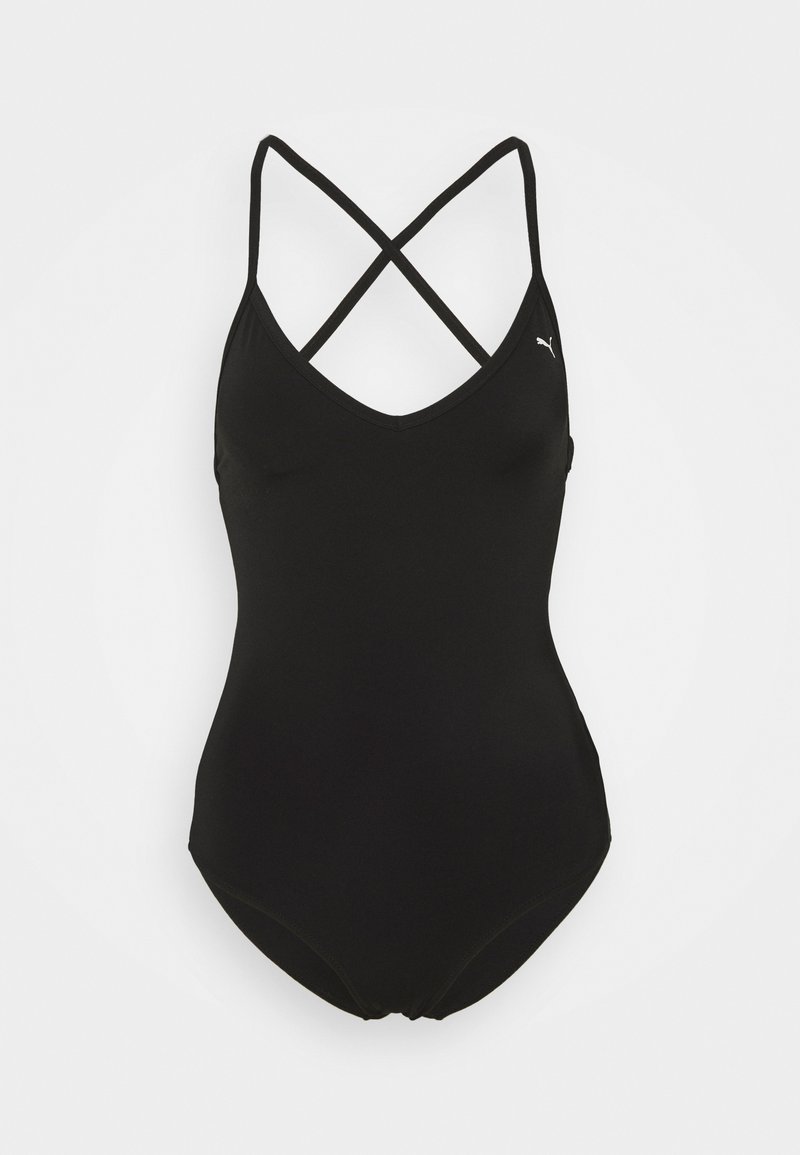 Puma SWIM WOMEN V-NECK CROSSBACK SWIMSUIT - Swimsuit - black - Zalando ...