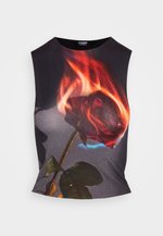 Jaded London FLAMING ROSE RAW EDGE TANK - Top - black/sort - Zalando.dk