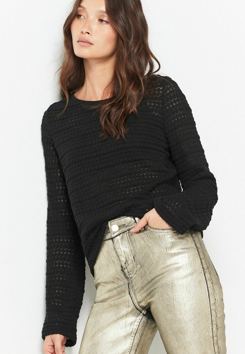 Next TEXTURE FLUTE LONG SLEEVE - Striktrøje - black/sort - Zalando.dk