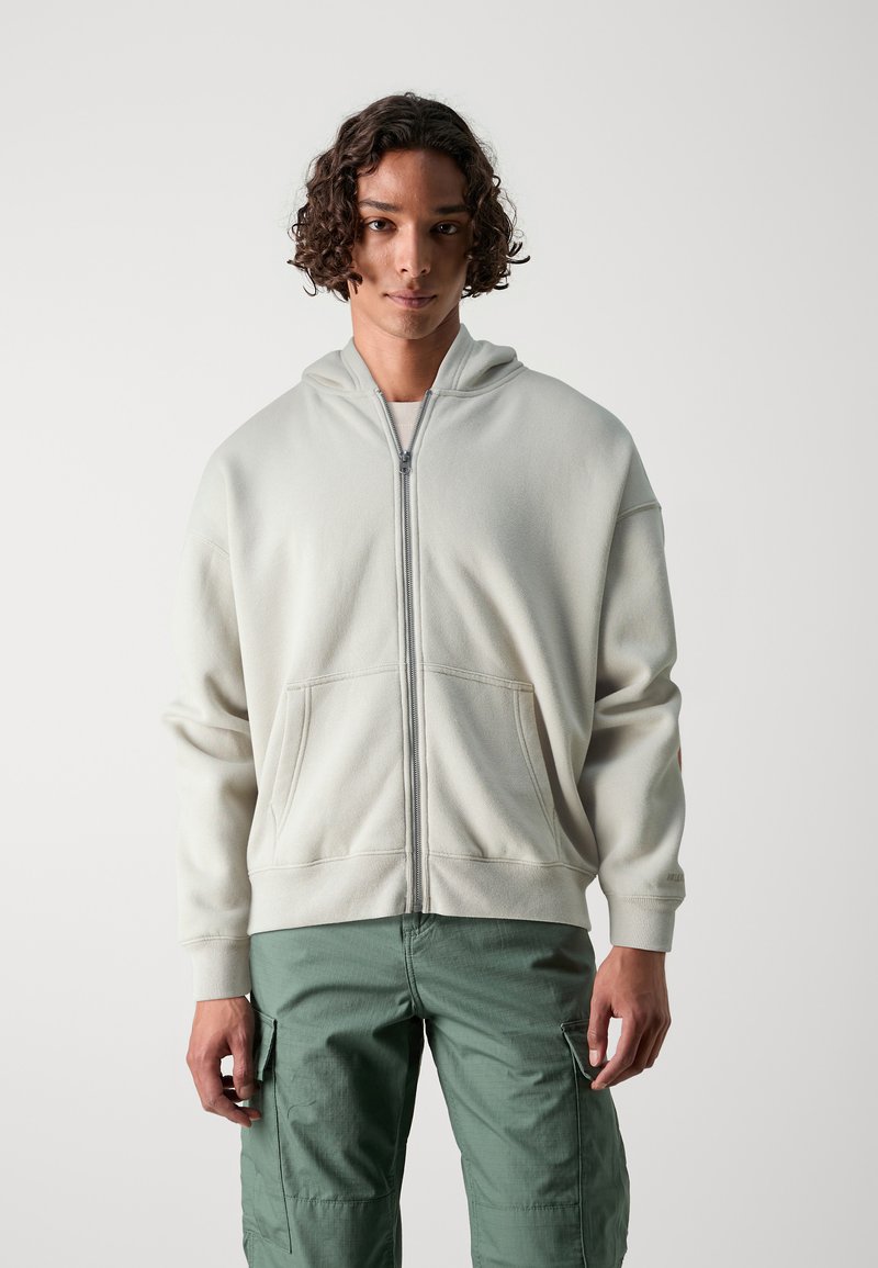 Hollister Co. BOXY - Zip-up sweatshirt - beige - Zalando.ie