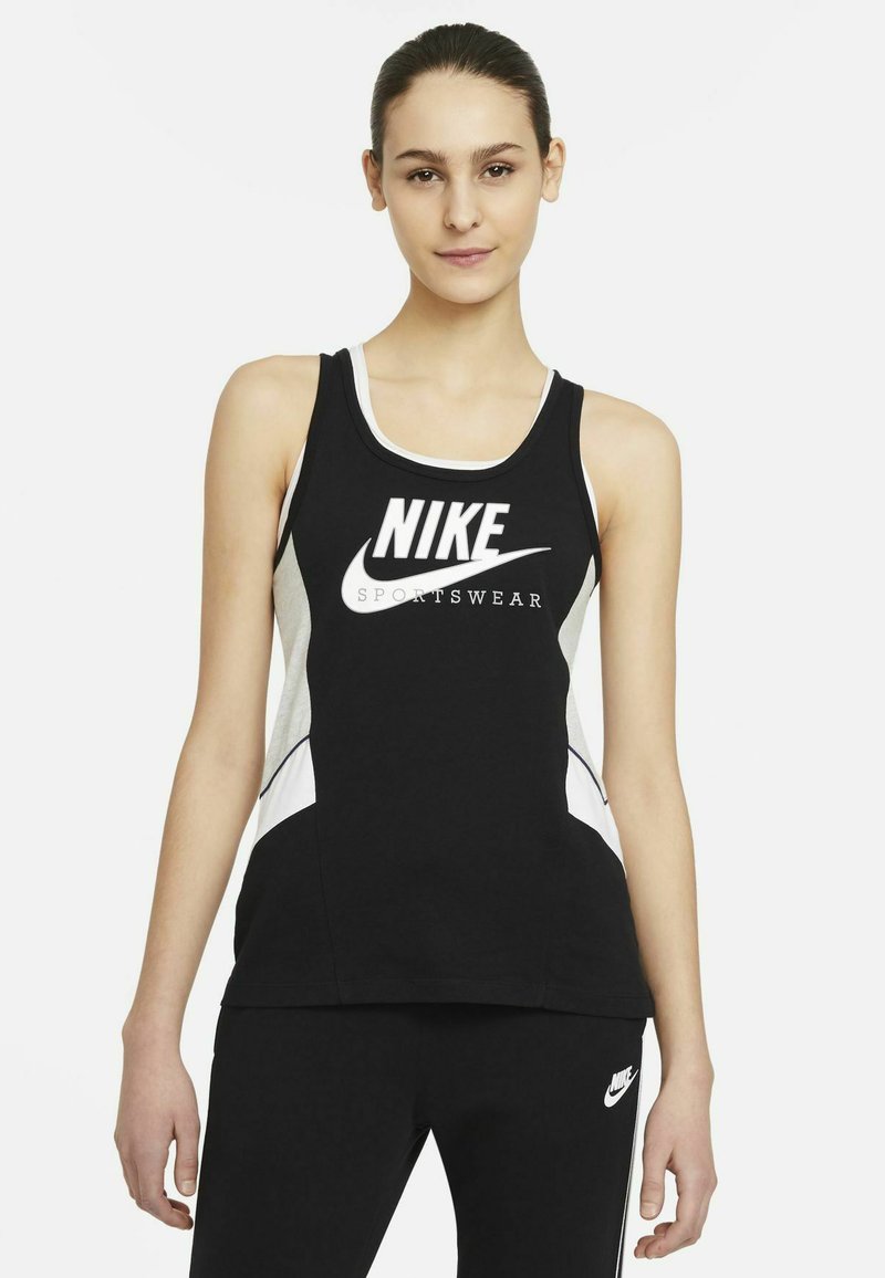 Nike Sportswear HERITAGE - Top - black/grey heather/white/white/black ...