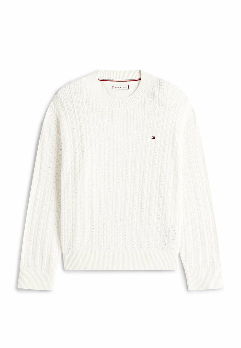 Tommy Hilfiger POINTELLE CABLE - Strickpullover - ivory silk/weiß - Zalando