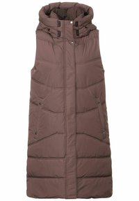 Street One TEFLON LONG - Waistcoat - braun/mottled brown - Zalando
