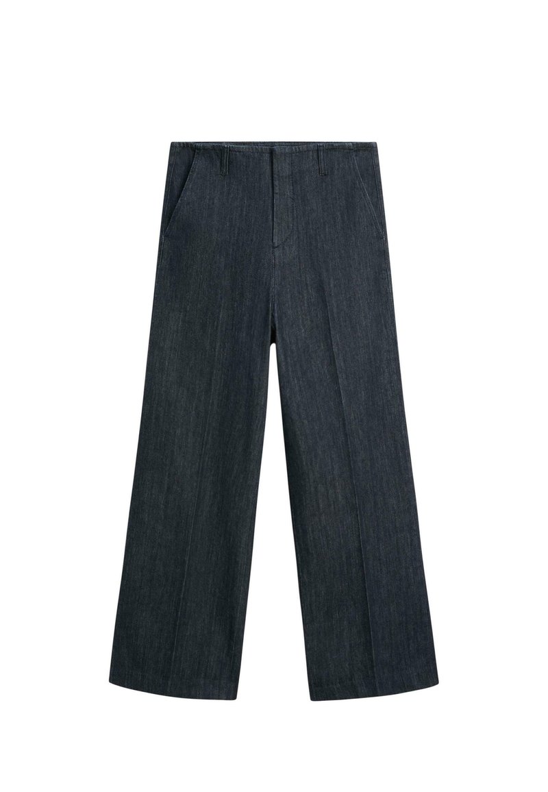 Massimo Dutti MID-RISE WIDE-LEG - Wide leg - mottled dark blue ...