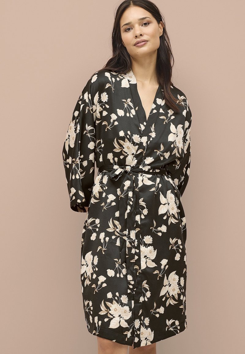 Ellos Collection Dressing gown - geblümt/black - Zalando