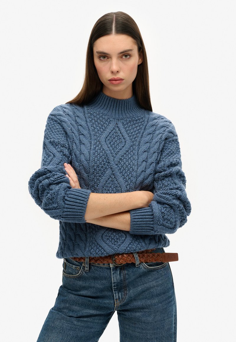 Superdry ARAN CABLE - Pullover - vintage denim blue/bleu - ZALANDO.CH
