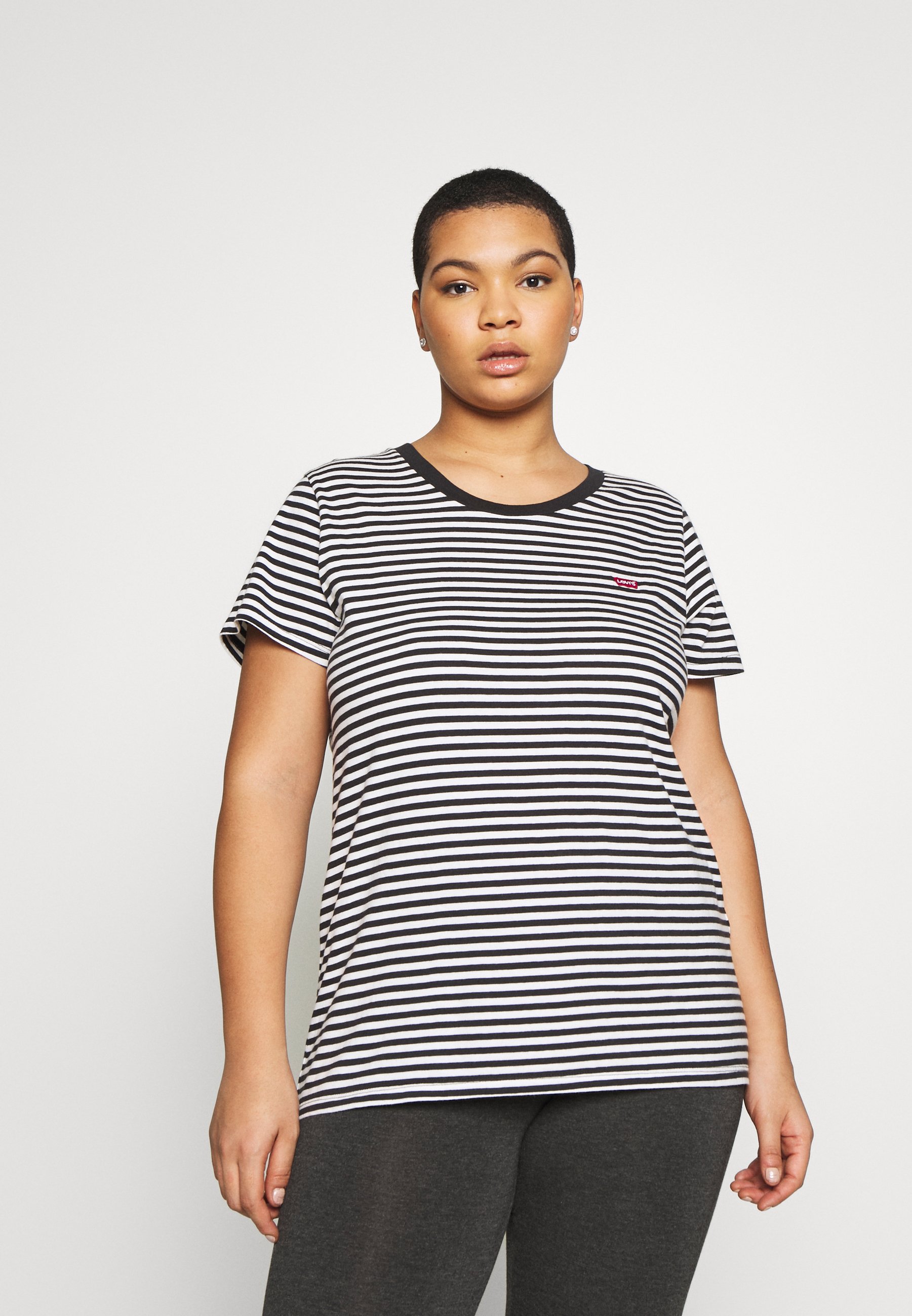 Levi s Plus THE PERFECT TEE T paita Raita Caviar valkoinen Levi s Plus THE PERFECT TEE T paita Raita Caviar valkoinen