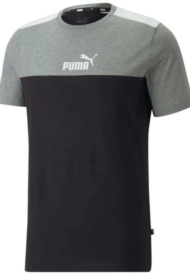 Puma ESS BLOCK - Print T-shirt - puma black/black - Zalando.co.uk