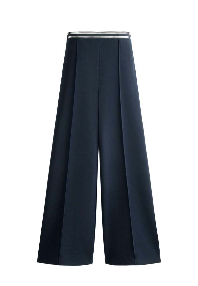 OYSHO STRAIGHT-LEG PIQUÉ WITH CONTRAST PIPING - Kalhoty - metallic blue ...