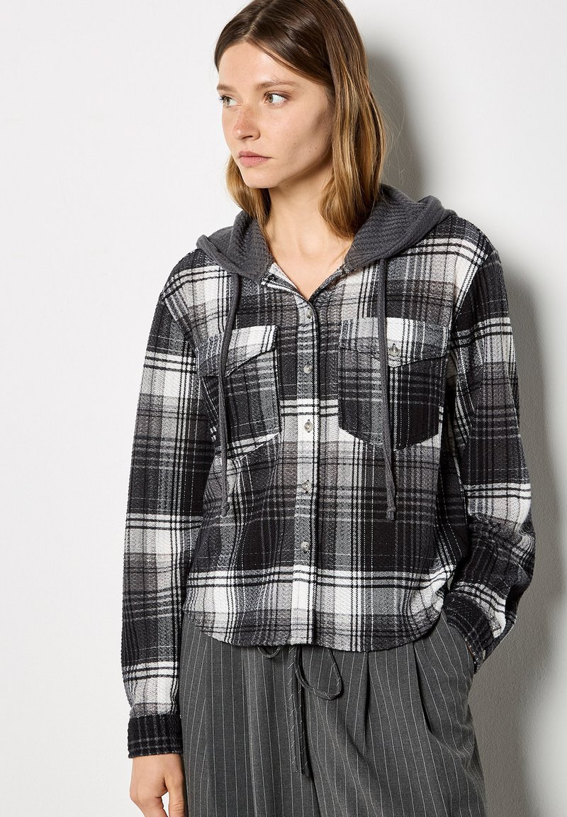 Apricot TEXTURED HOODED CHECK - Hemdbluse - grey/grau - Zalando.at