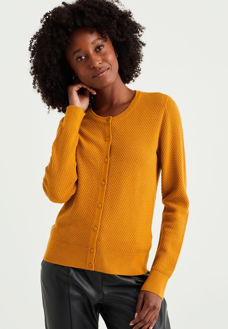 WE Fashion STRUCTURE - Cardigan - yellow/gul - Zalando.dk