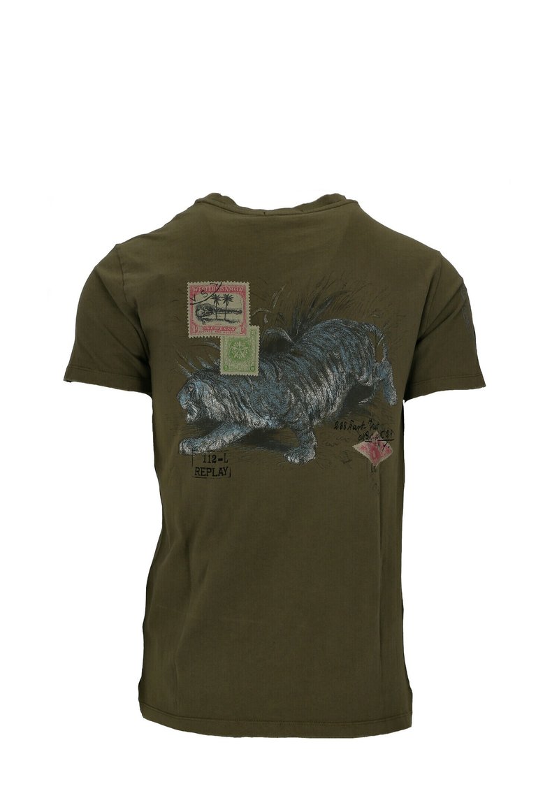 Replay T-Shirt print - braun - Zalando.de