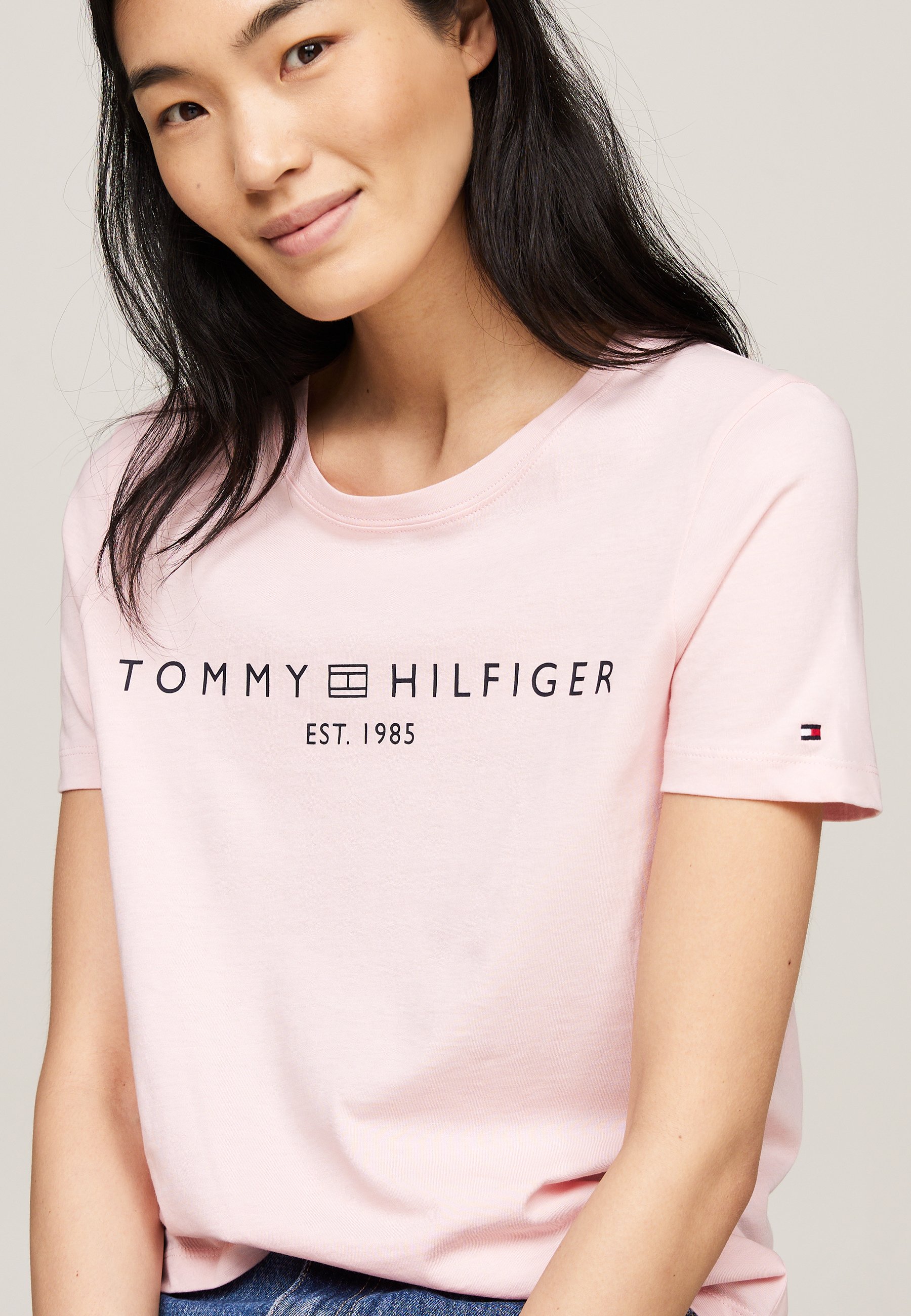 Tommy Hilfiger LOGO CREW NECK T Shirt print delicate pink pink Zalando