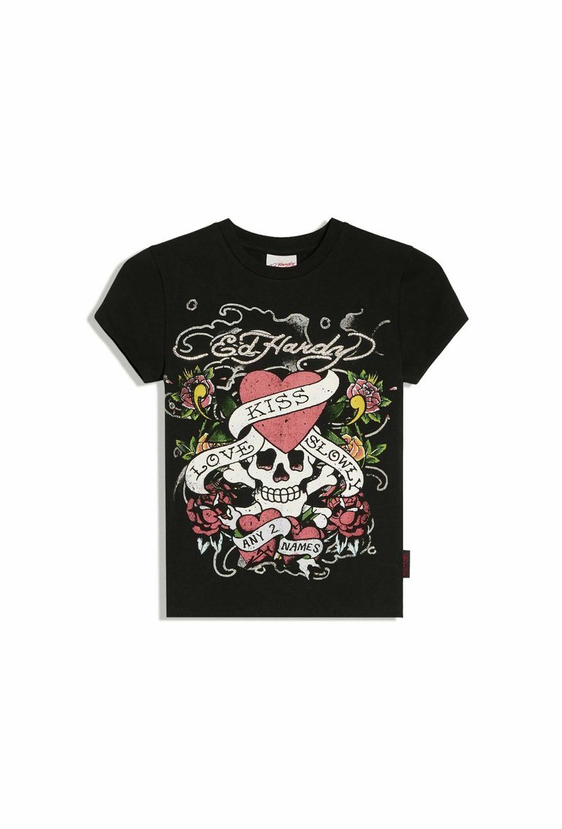 Bershka ED HARDY TSHIRT - Print T-shirt - black - Zalando