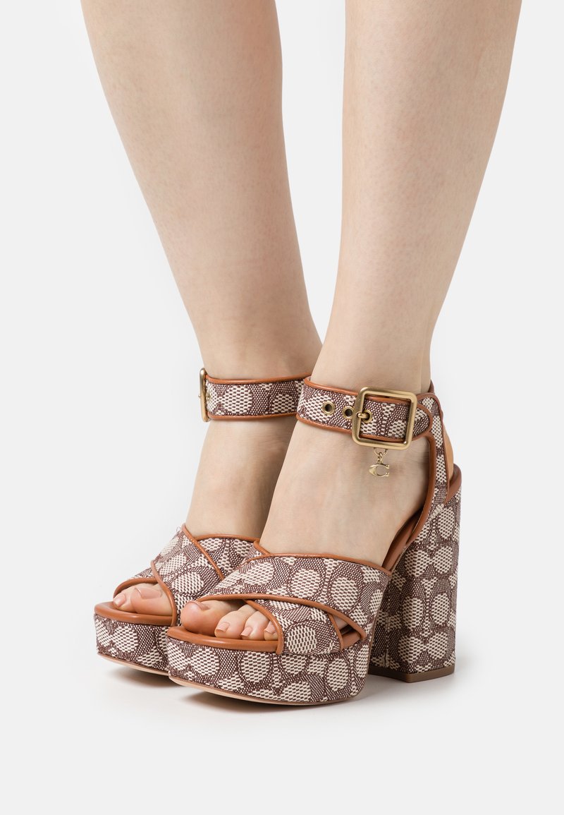 Coach NELLY - High heeled sandals - cocoa/burnished amber/brown ...