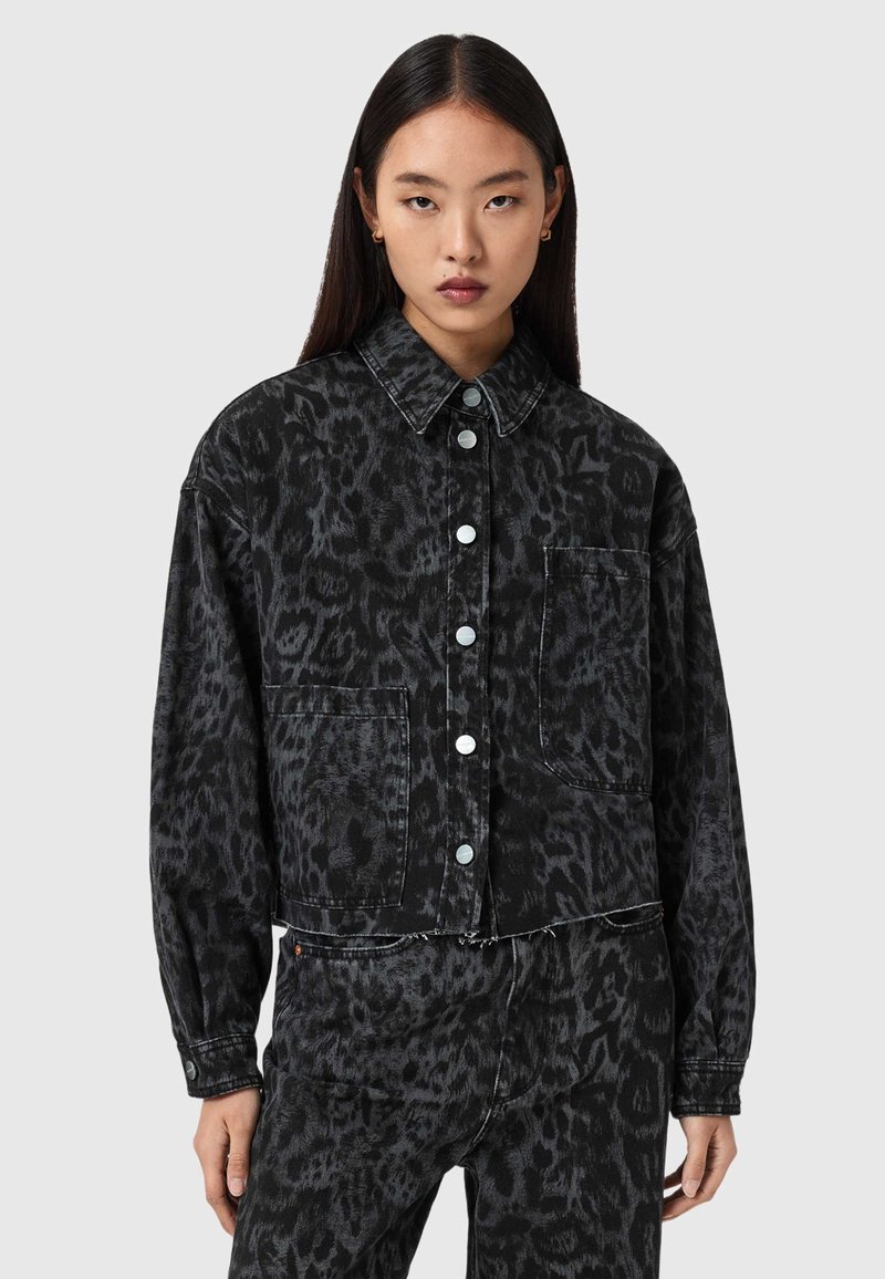 AllSaints NICKY - Denim jacket - leppo black/mottled black - Zalando