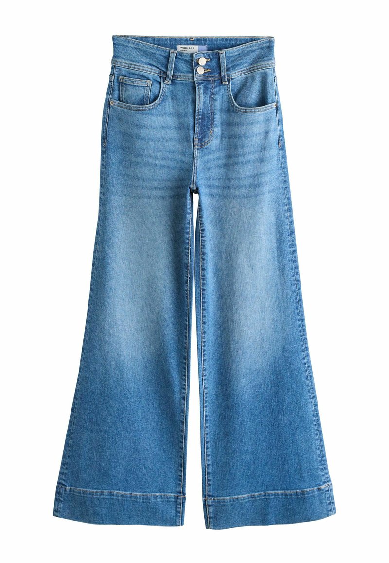 Next PETITE FIT - HIGH RISE STRETCH WIDE LEG - Flared Jeans - mid blue ...