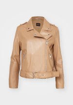BOSS SAMELI - Veste en cuir - light pastel brown/marron - ZALANDO.CH