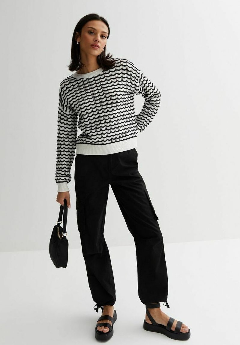 New Look STRIPE CREW NECK - Jumper - white pattern/white - Zalando