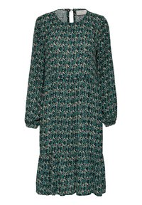 Kaffe KAKARINA AMBER - Freizeitkleid - green flower and leaf print/grün ...