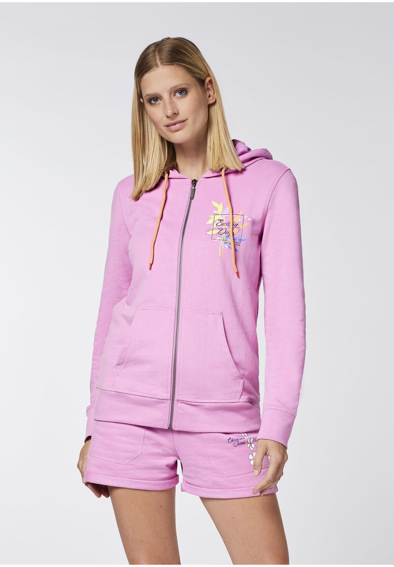 Oklahoma Jeans MIT KAPUZE AUS MIX - Sweatjacke - opera mauve/mauve ...