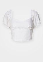 Hollister Co. RUCHED BUST - Tricou cu imprimeu - bright white/alb ...