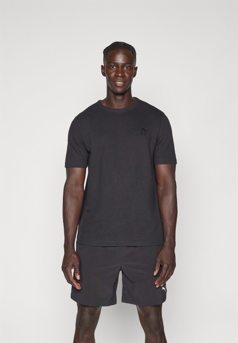 Puma ELEVATED WAFFLE TEE - Basic T-shirt - black - Zalando